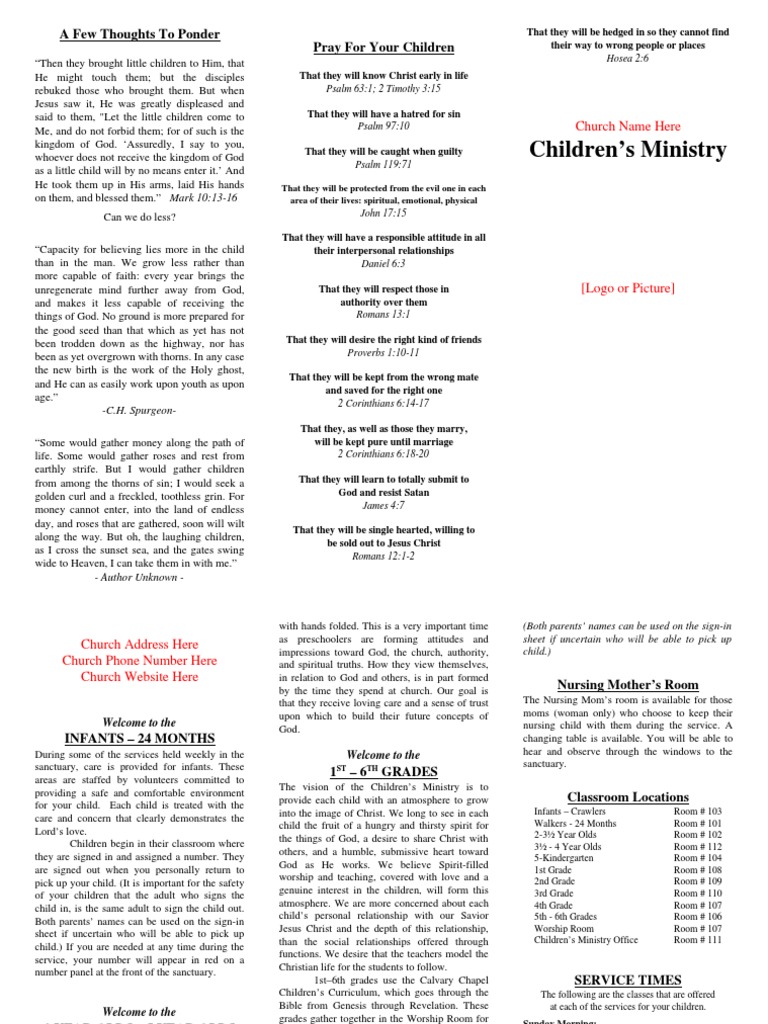 Children's Ministry Brochure | PDF | Jesus | Prayer