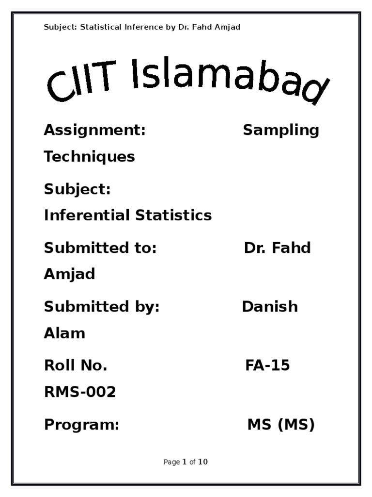 Assignment Sampling Techniques | PDF | Stratified Sampling | Sampling ...
