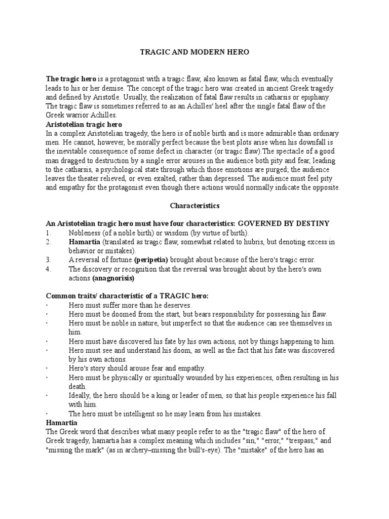 Tragic and Modern Hero | PDF | Tragedy | Psychological Concepts