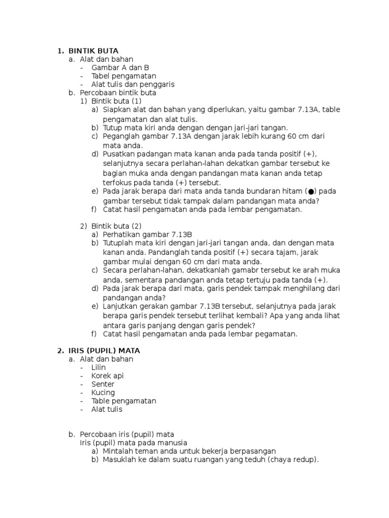 Percobaan Bintik Buta | PDF