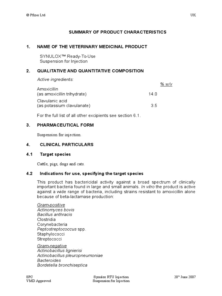 Synulox | PDF | Injection (Medicine) | Drugs