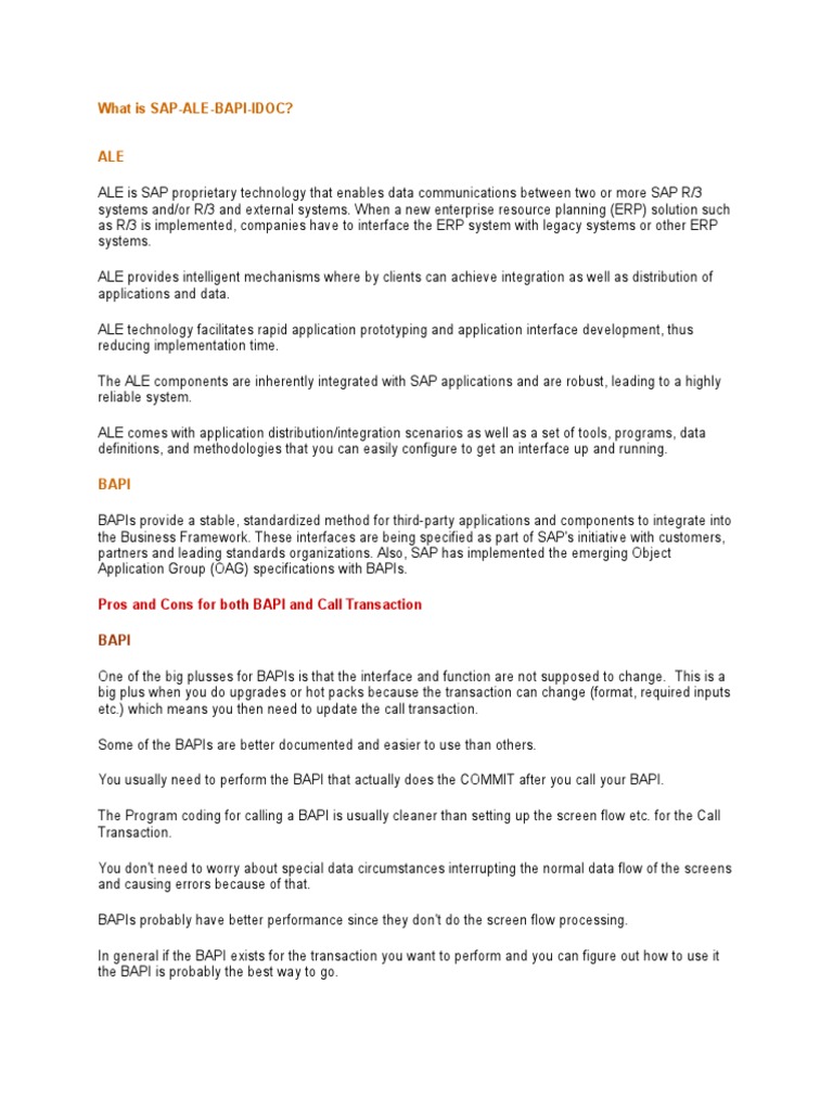 What Is Sap Ale Bapi Idoc | PDF | Enterprise Resource Planning | Application Programming Interface
