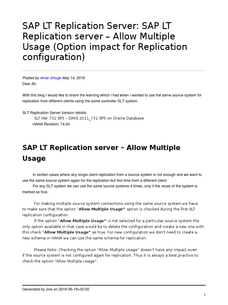 Allow Multiple Usage SLT | PDF | Replication (Computing) | Server (Computing)