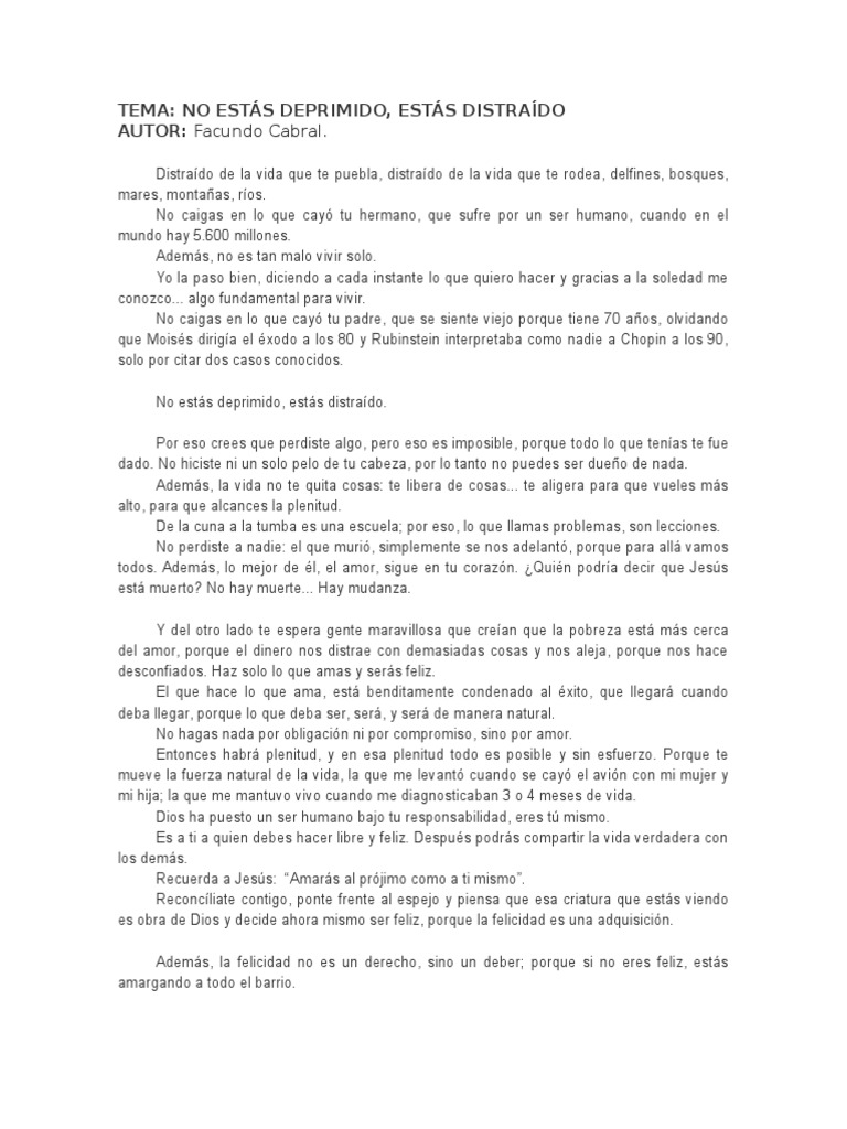 Reflexión de Facundo Cabral | PDF | Felicidad | Amor