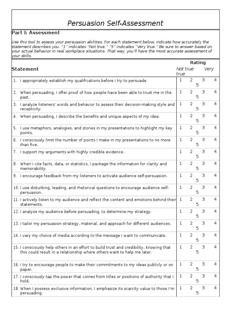 Persuasion Self-Assessment Dic2011 | Persuasion | Epistemology