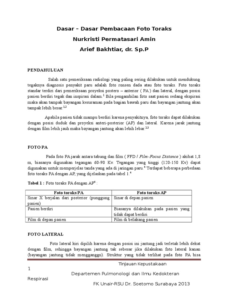 Dasar Pembacaan Foto Ronsen | PDF