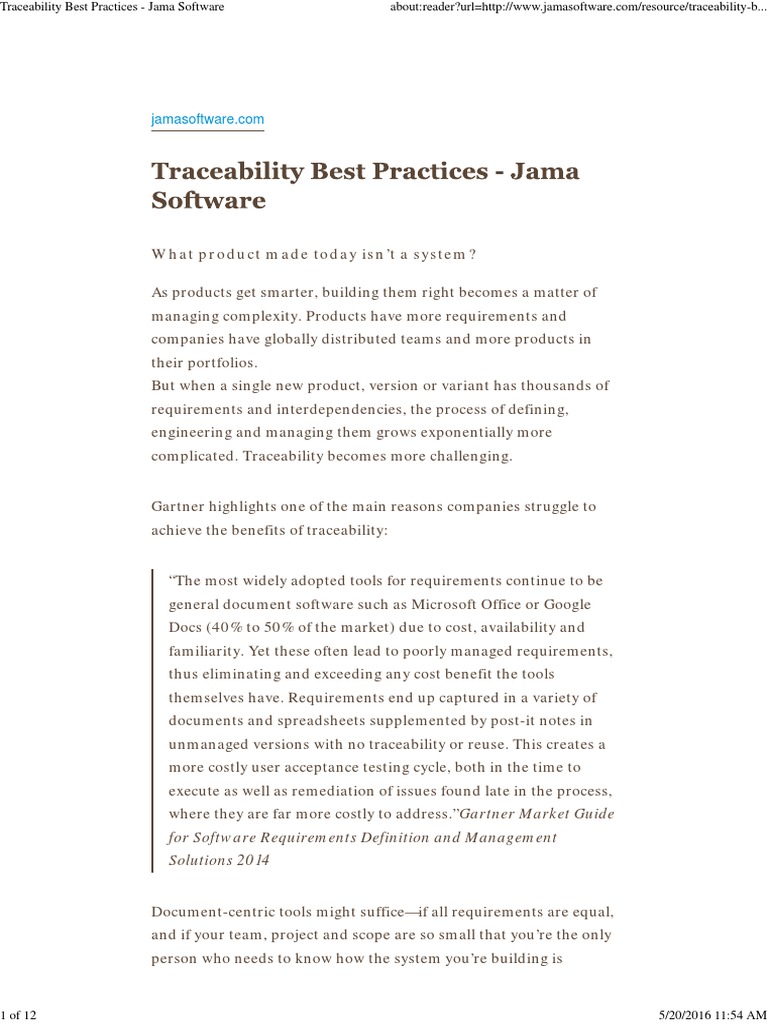 Traceability Best Practices Jama Software Pdf Verification And