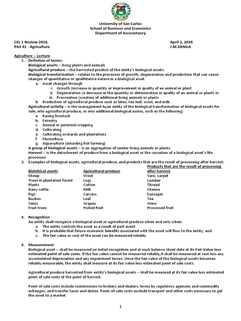 PAS 41 Agriculture | PDF | Fair Value | Agriculture