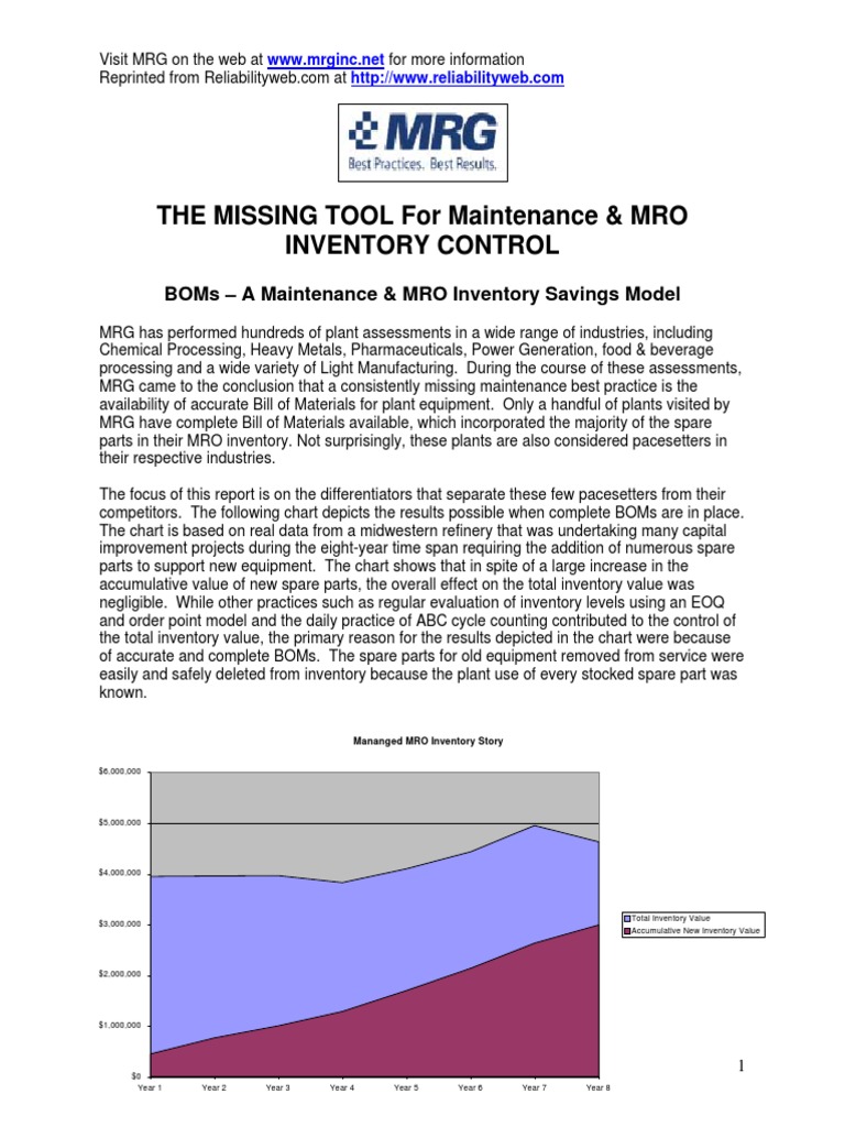 THE MISSING TOOL For Maintenance & MRO Inventory Control | PDF ...