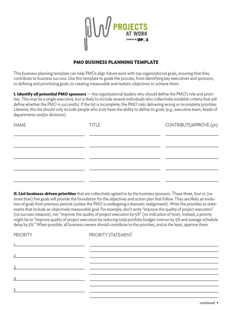 Template PMO Business Plan | PDF | Goal | Project Management