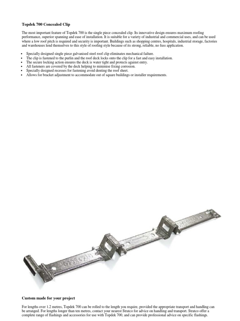 Clip Lock | PDF | Roof | Screw