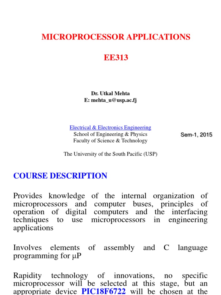 EE313 PPT Sem1 2015 | PDF | Instruction Set | Pic Microcontroller