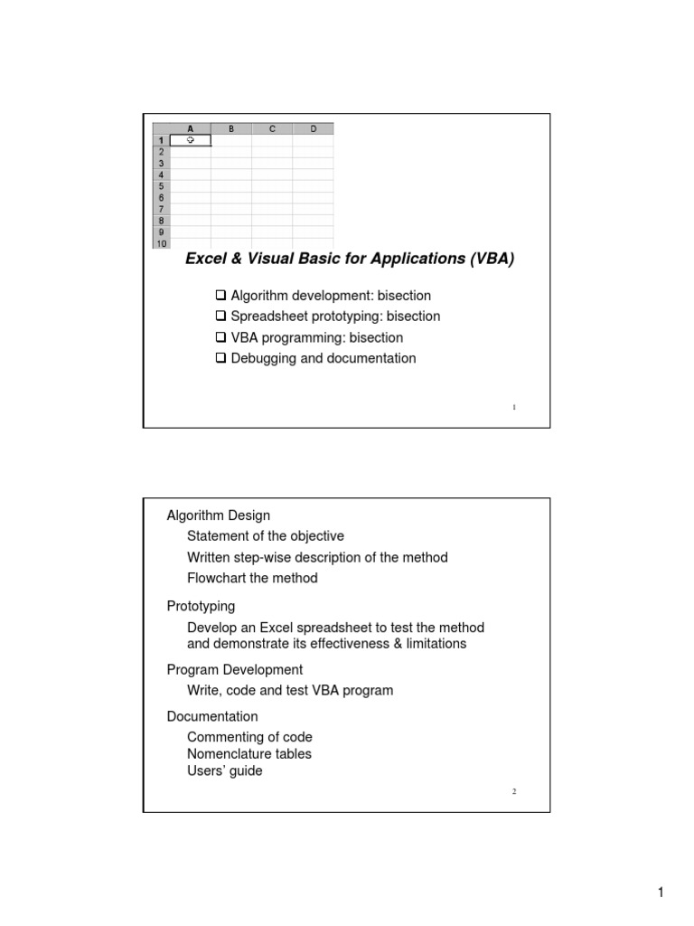 VBA Bisection Example | PDF | Microsoft Excel | Computer Programming