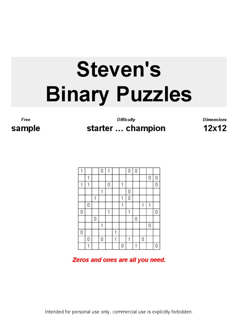 Binary Puzzles Sample | PDF | Applied Mathematics | Theoretical Computer Science