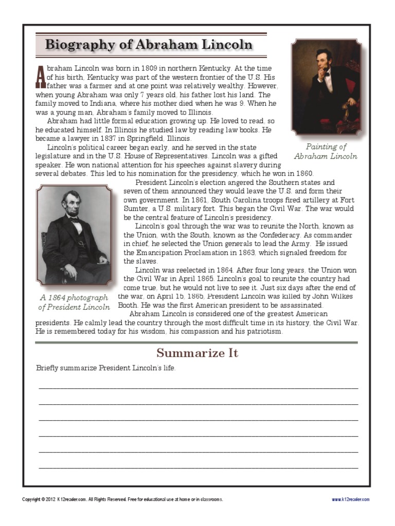 Abraham Lincoln Biografi