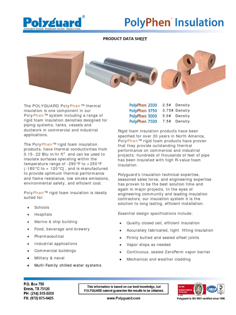 PolyPhen Insulation Data | PDF | Thermal Insulation | Manmade Materials
