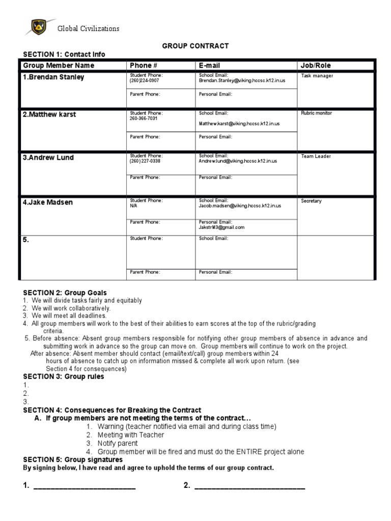 Group Contract for Global Civilizations | PDF