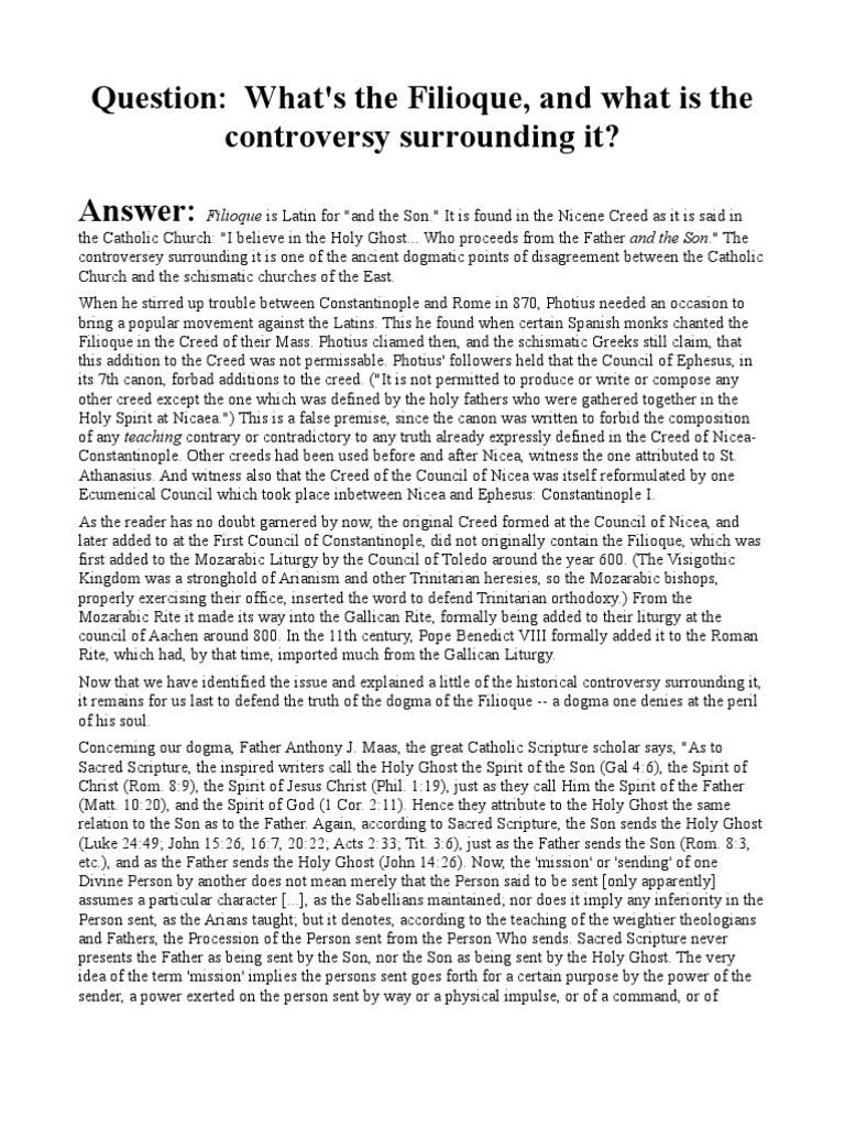 What's The Filioque, and What Is The Controversy Surrounding It? | PDF ...