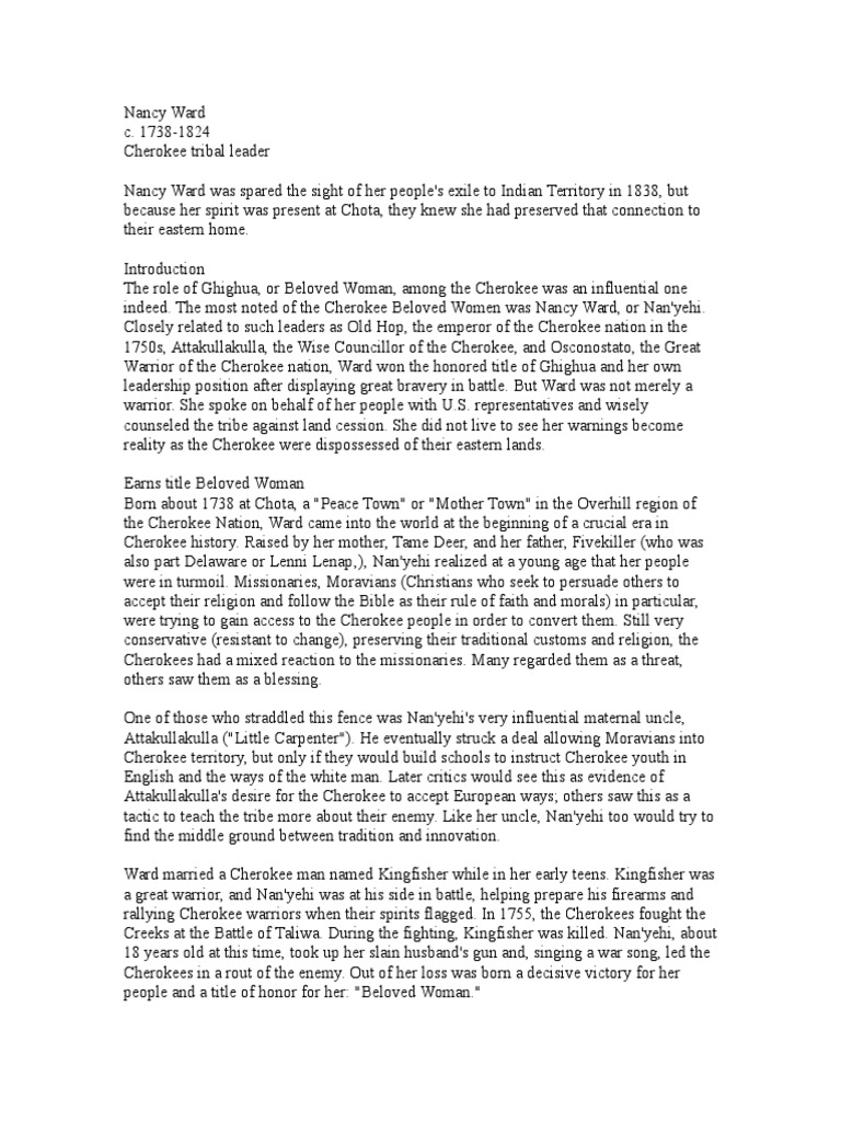 Nancy Ward | PDF | Cherokee | Weaving
