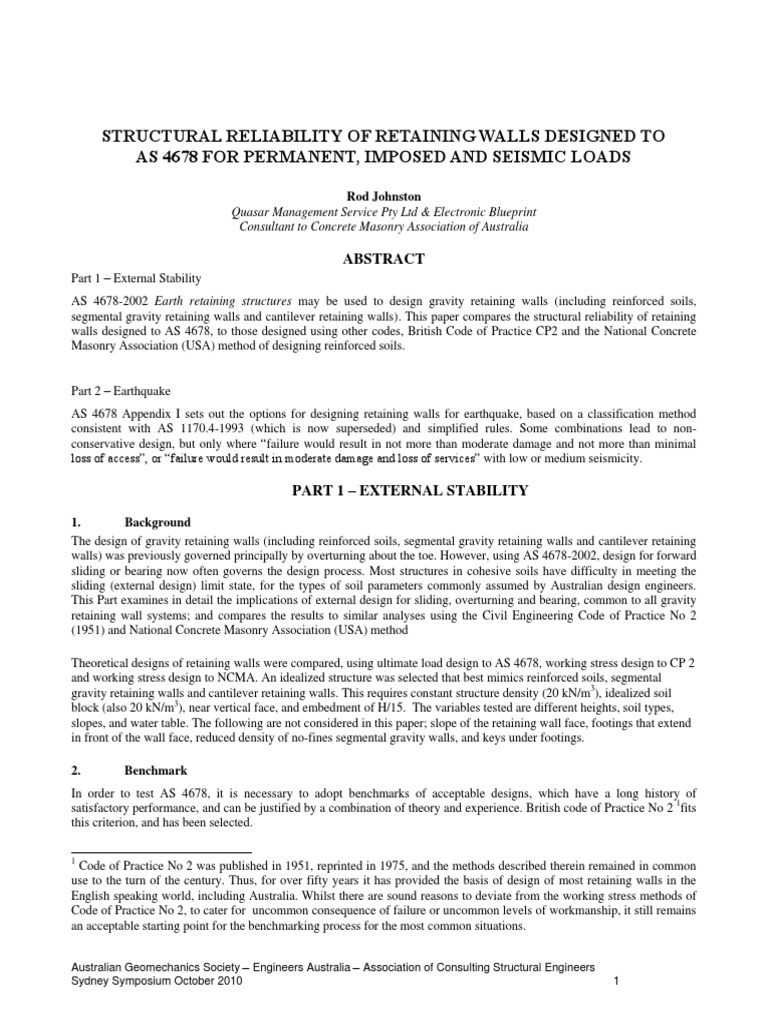 Structural Reliability of Retaining Walls | PDF | Coefficient Of ...