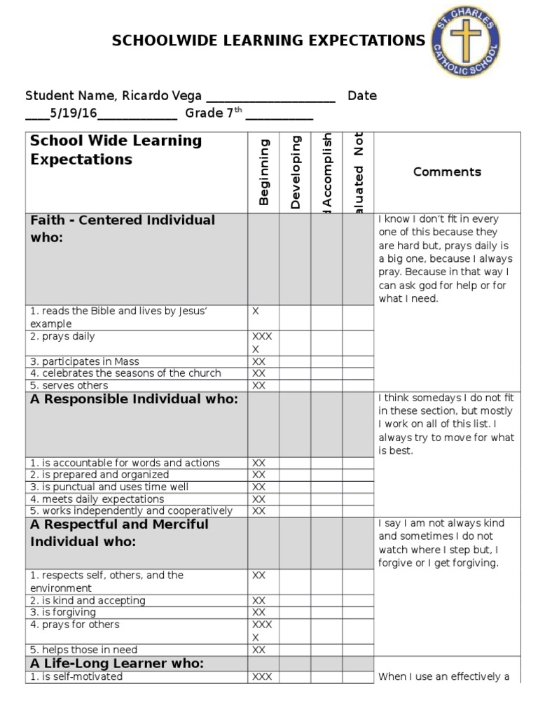 Schoolwide Learning Expectations Report | PDF