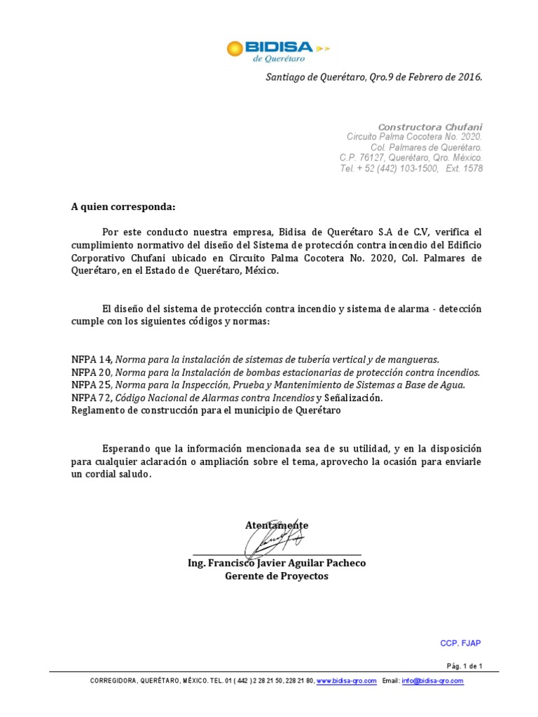 Carta de Cumplimiento | PDF