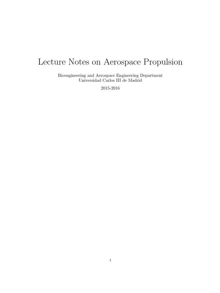 Lecture Notes Aerospace Propulsion | PDF | Jet Engine | Rocket