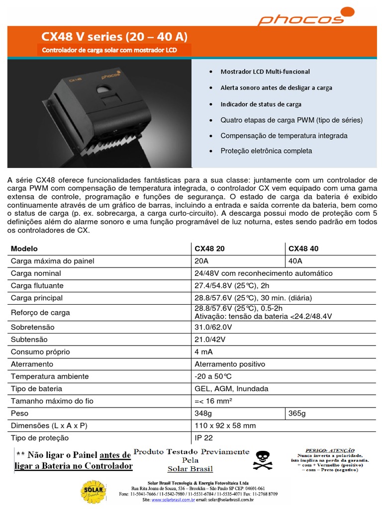 Controladores CX48 para Energia Solar | PDF | Computadores