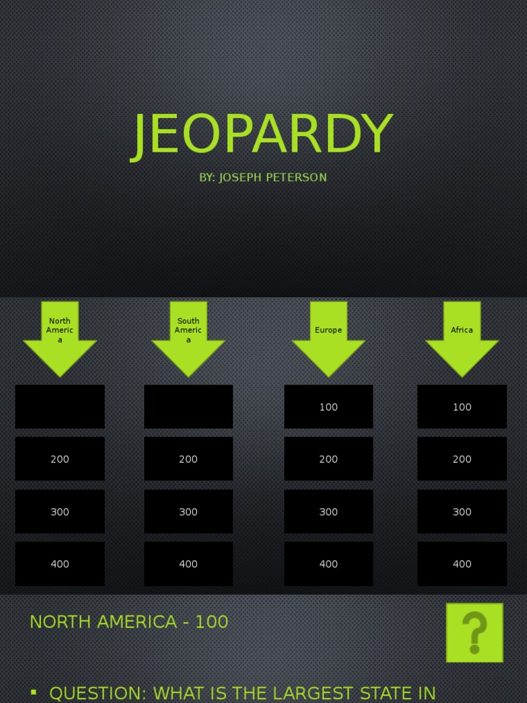World Geography Jeopardy Questions | PDF | Politics | Sports & Recreation