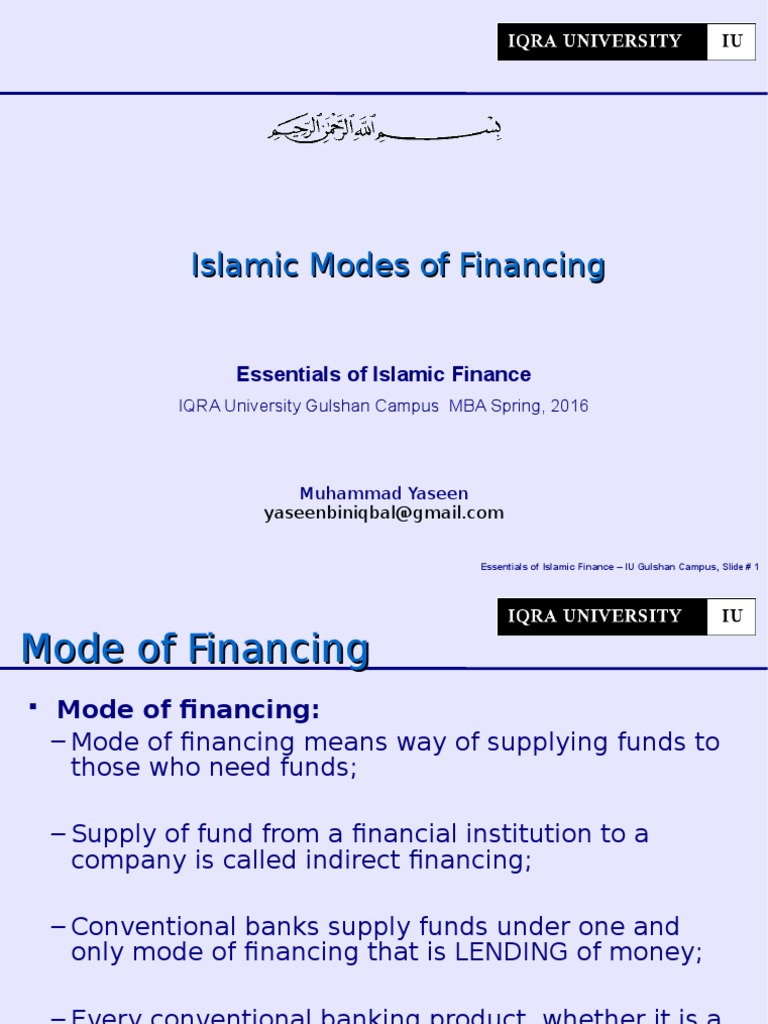 Overview of Islamic Financing Modes | PDF | Islamic Banking And Finance ...