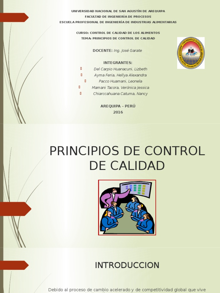 Principios de Control de Calidad | PDF | Gestión de la calidad | Calidad (comercial)