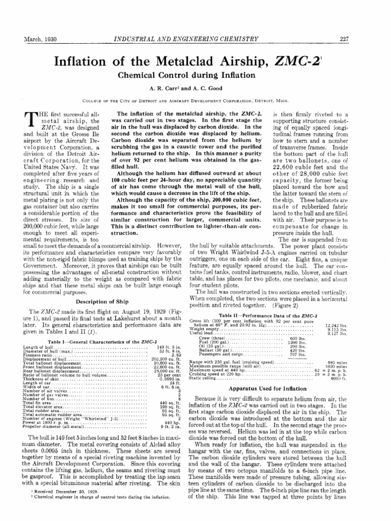 Inflation of The Metalclad Airship, ZMC-2 | PDF | Gases | Temperature