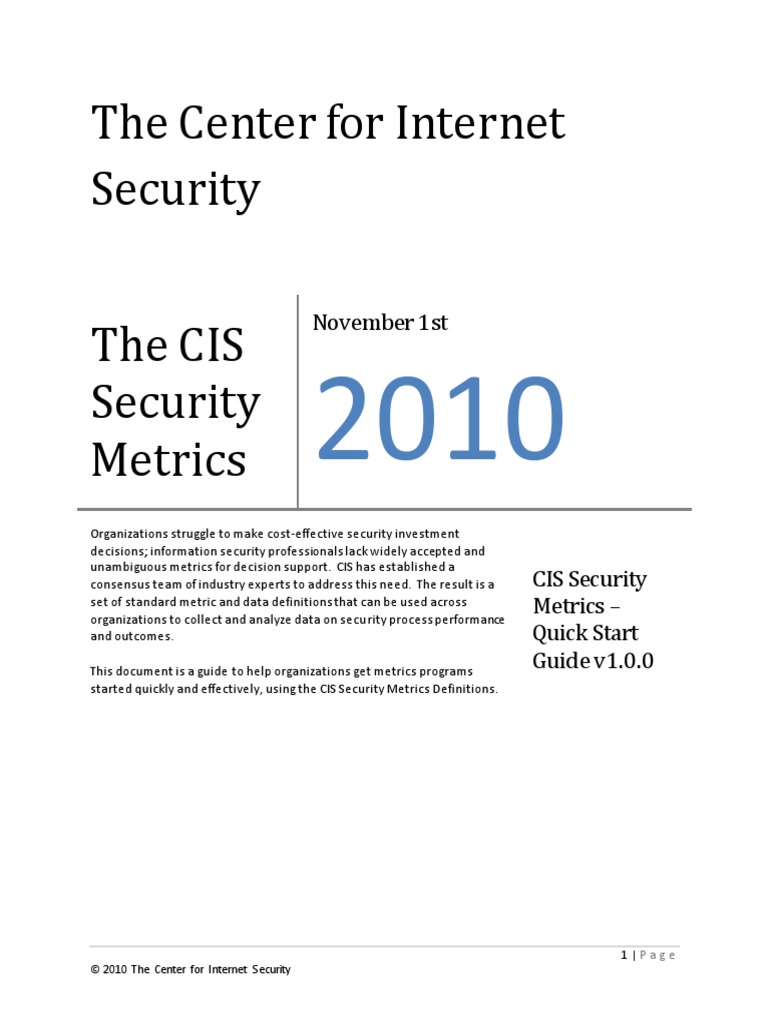 CIS Security Metrics-Quick Start Guide v1.0.0 | PDF | Vulnerability ...