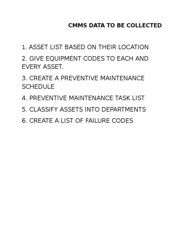 CMMS Data Collection Guidelines | PDF
