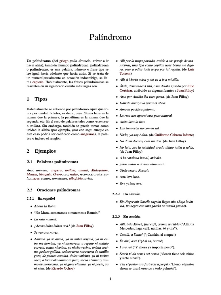 Palíndromo | PDF | Juego de palabras