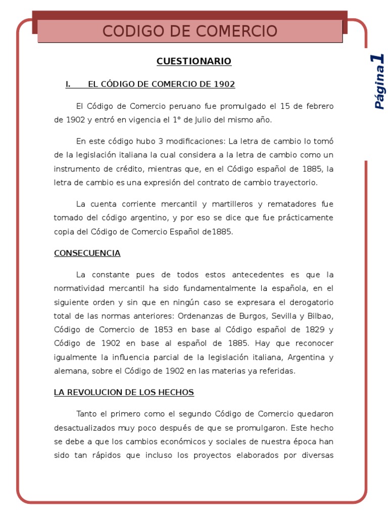 Resumen del Código de Comercio Peruano | PDF | Economias ...