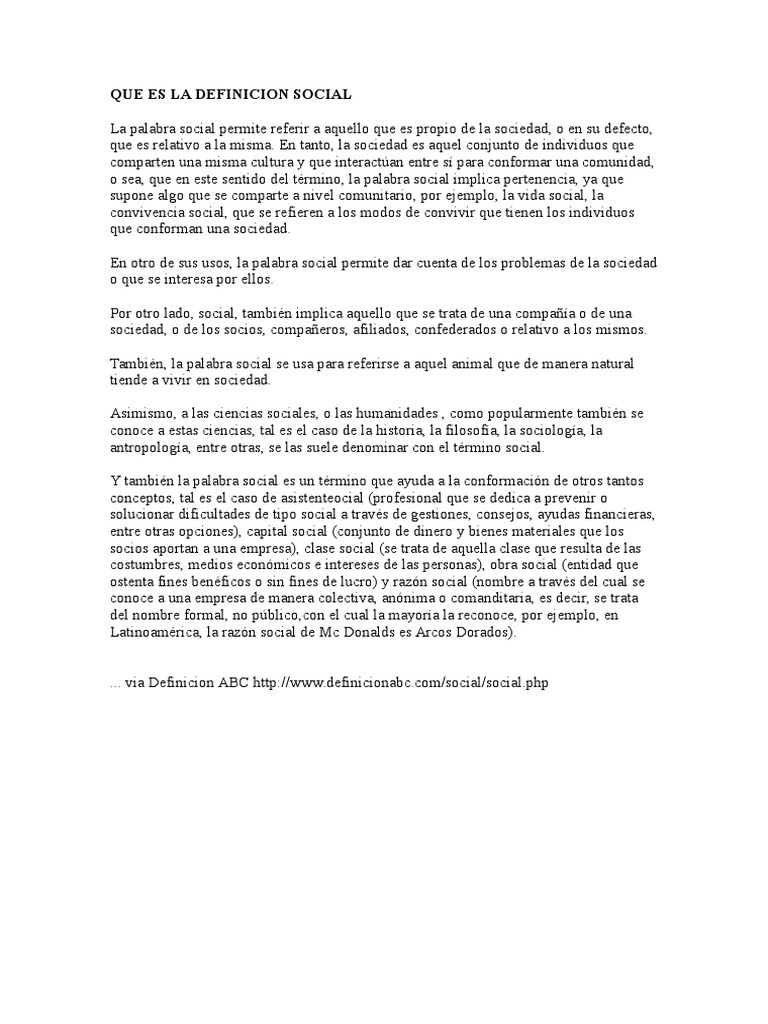 Que Es La Definicion Social | PDF | Realismo filosófico | Conocimiento
