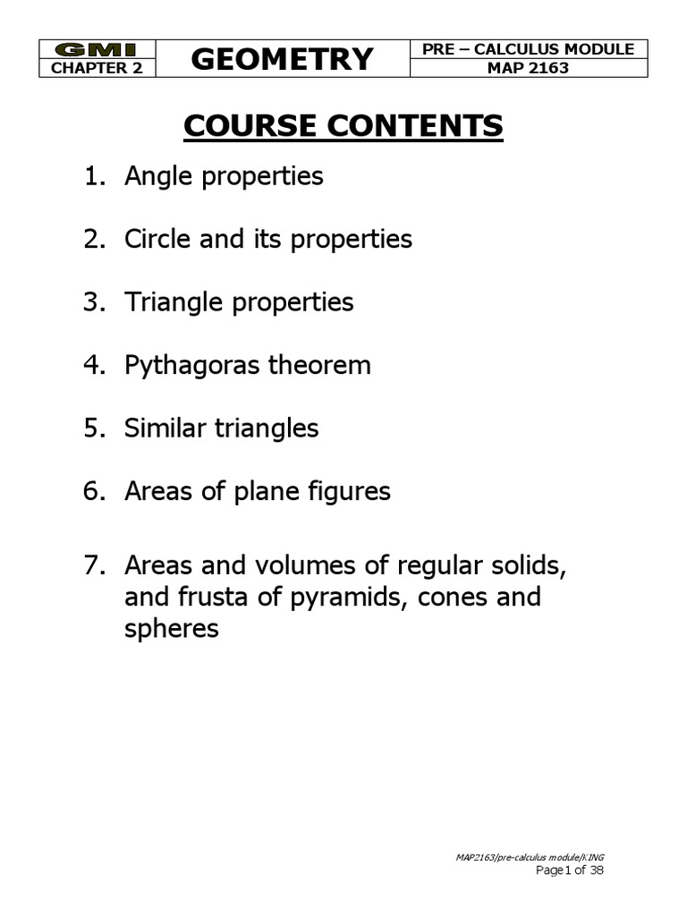 Lect Notes - Geometry | PDF | Angle | Triangle