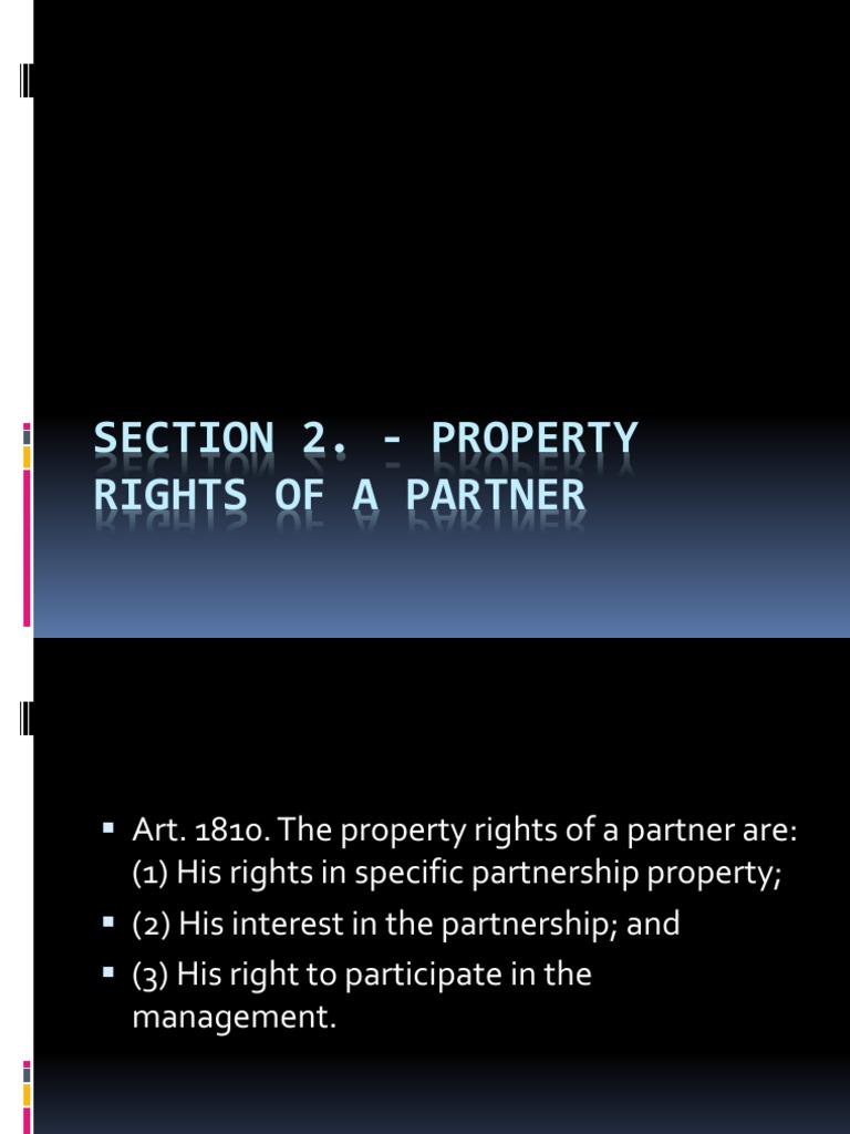3SECTION 2 Propery Rights of A Partner | PDF | Assignment (Law ...