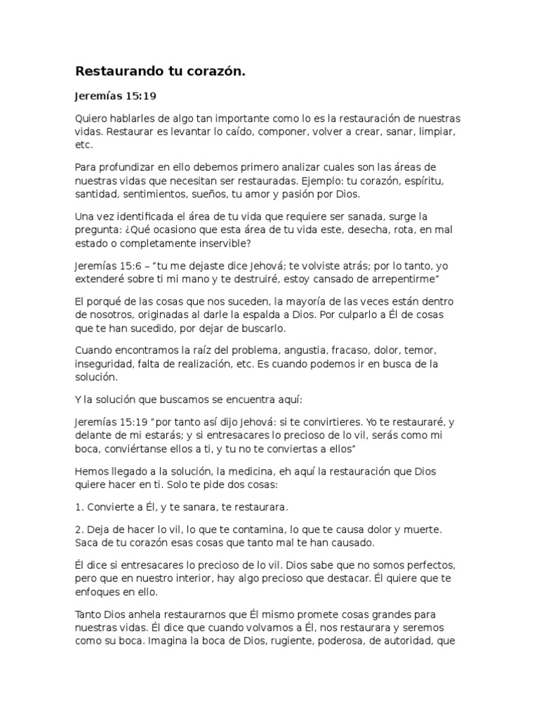 Restaurando Tu Corazón | PDF | Dios | Religión y creencia