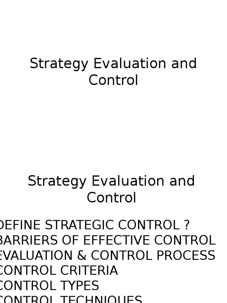 Strategy Evaluation and Control | PDF | Strategic Management | Profit ...
