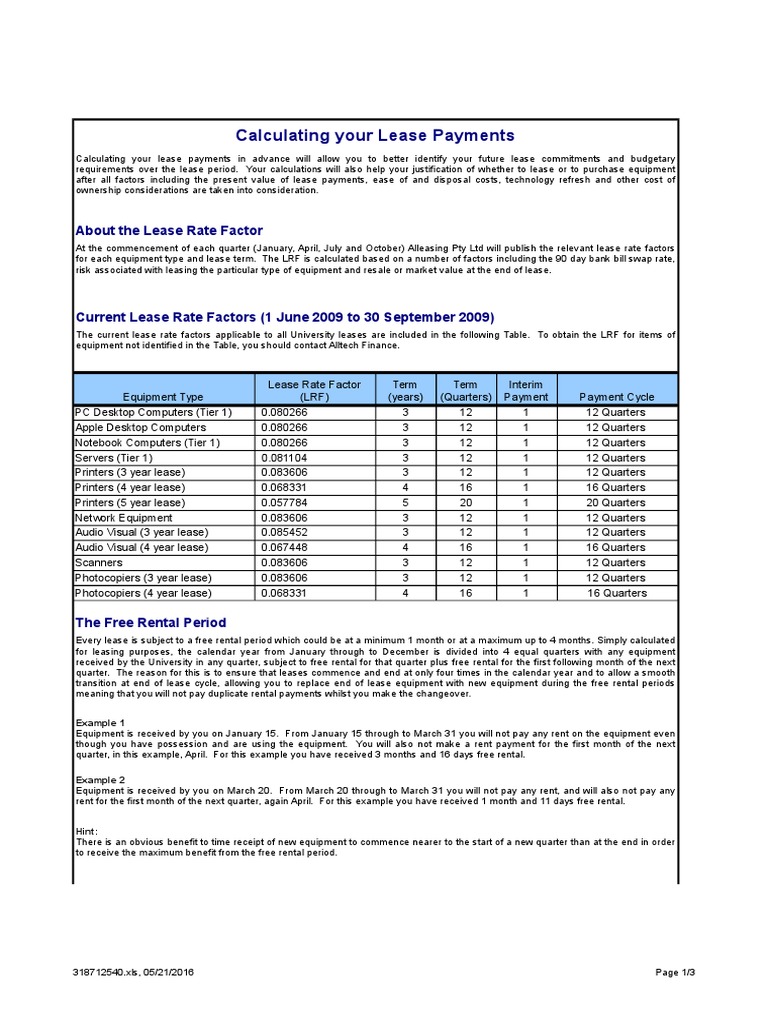 Lease Payment Calculator | PDF | Renting | Lease