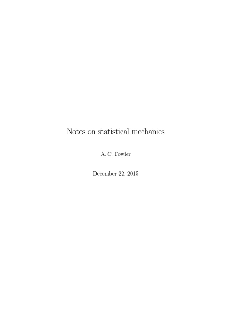Stat Mech | PDF | Navier–Stokes Equations | Lagrangian Mechanics