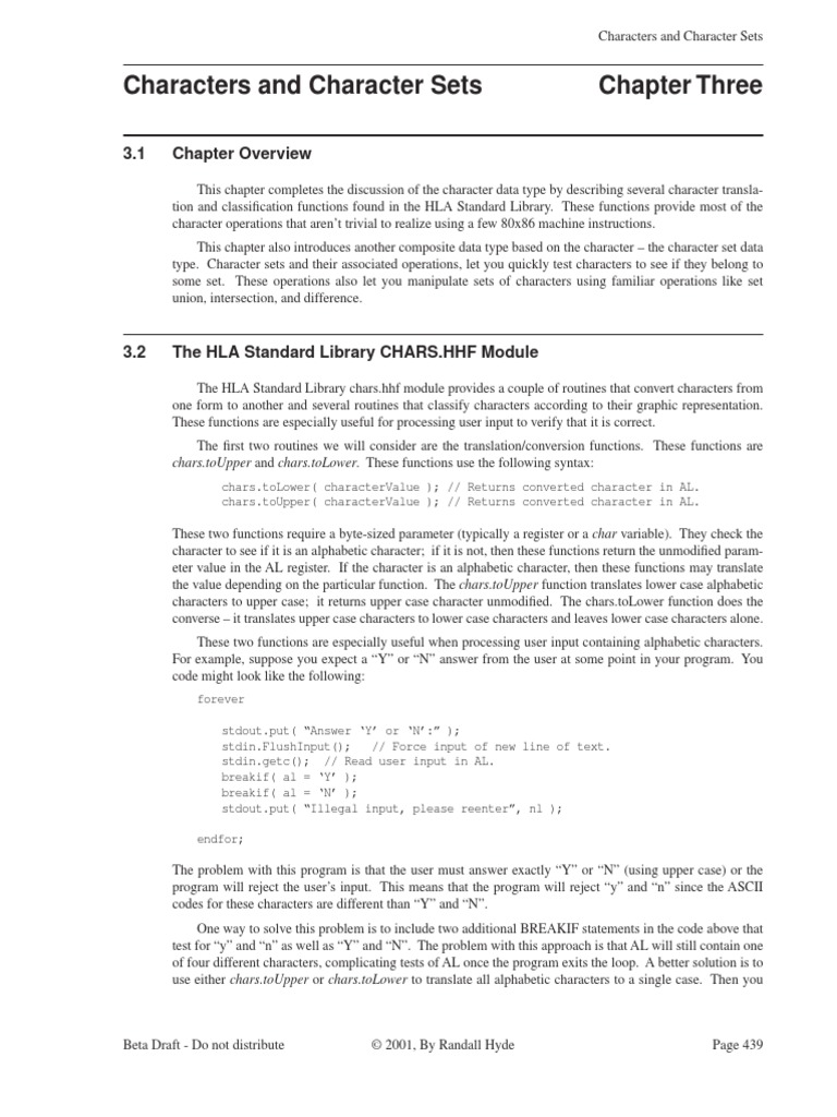 Characters and Char Sets | PDF | Subroutine | Parameter (Computer Programming)