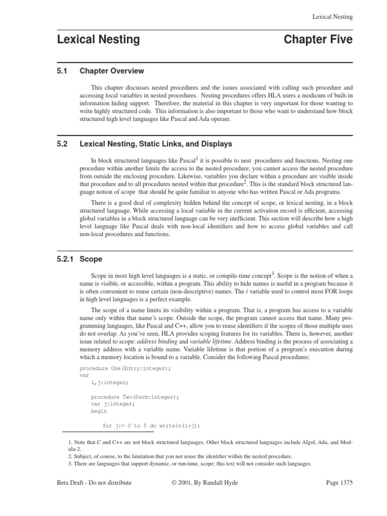 Lexi Cal Nesting | PDF | Scope (Computer Science) | Subroutine