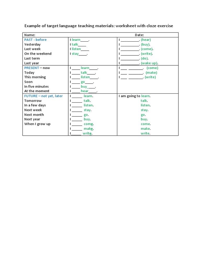 Example of Target Language Teaching Materials | PDF