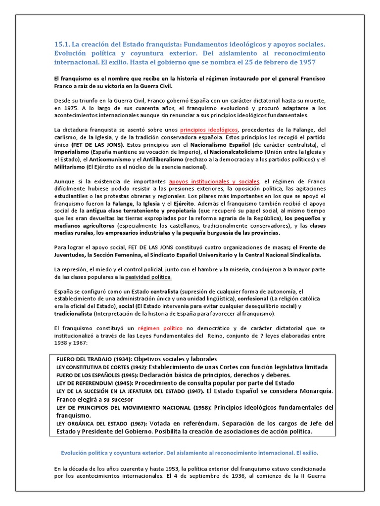 15.1 Resumen Selectividad PDF | PDF | España franquista | España