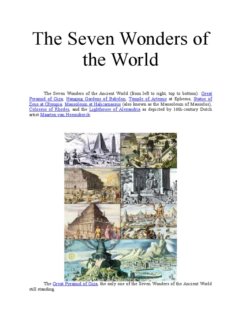 Seven Wonders of the Ancient World | PDF | Ancient Europe | Classical ...