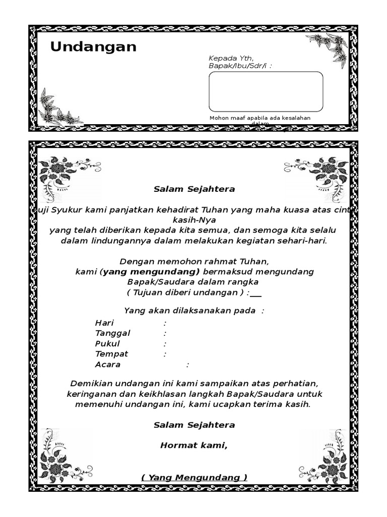 Contoh Surat Undangan | PDF