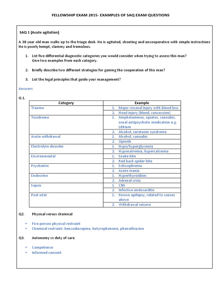 SAQ Examples New Exam Format SAQ SCv2 | PDF | Childbirth | Clinical ...